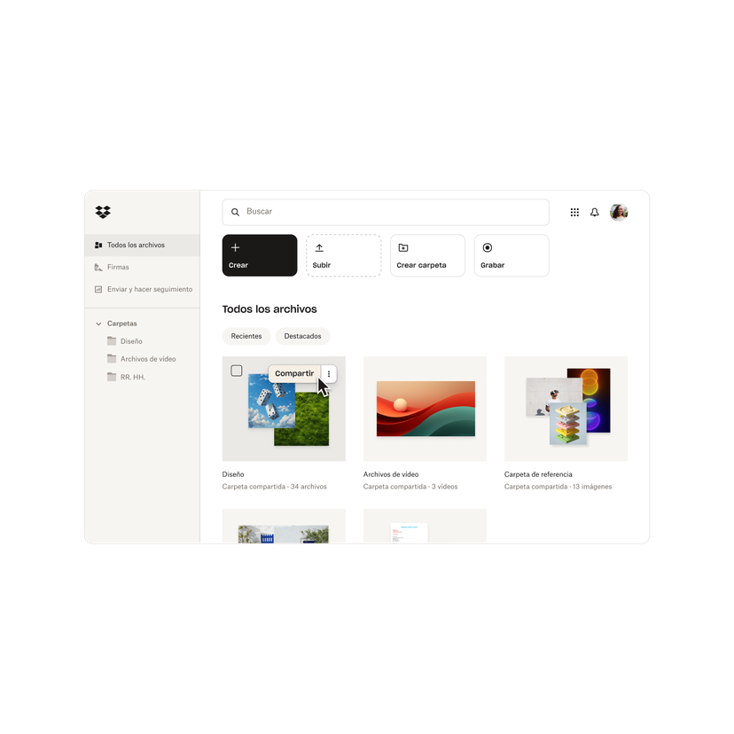 Organización, seguridad y acceso permanente - Dropbox
