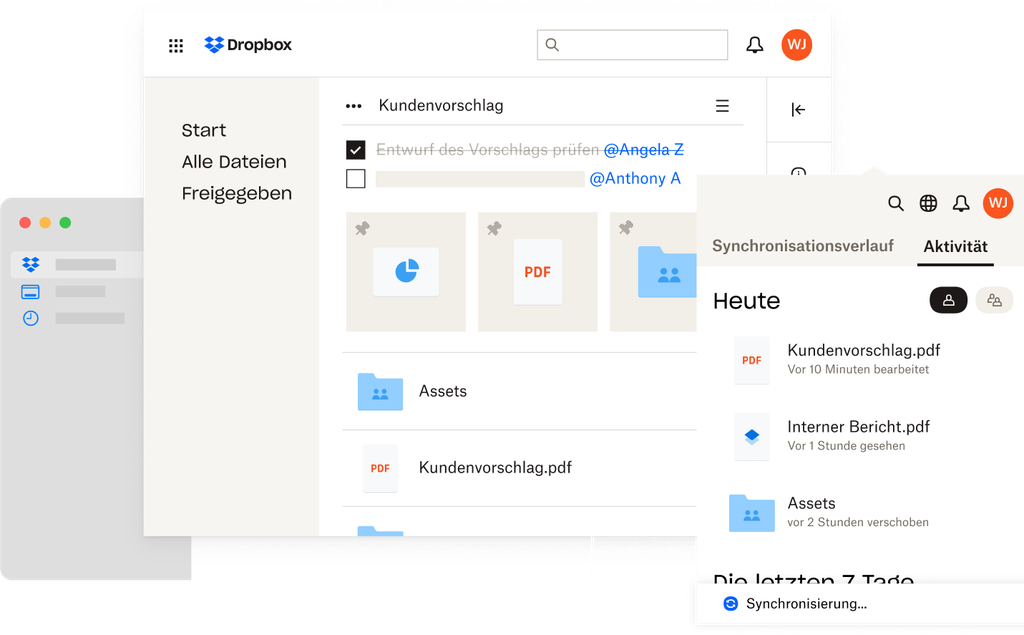 Desktop-Erlebnis von Dropbox für macOS und Windows