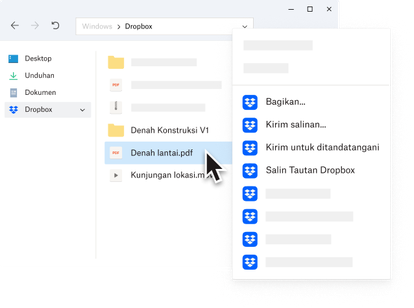 Pengalaman Desktop Dropbox untuk macOS & Windows