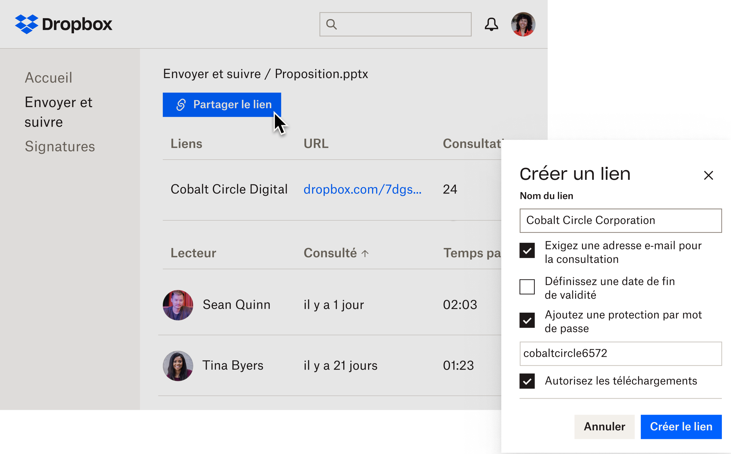 Solution de gestion de propositions - Dropbox