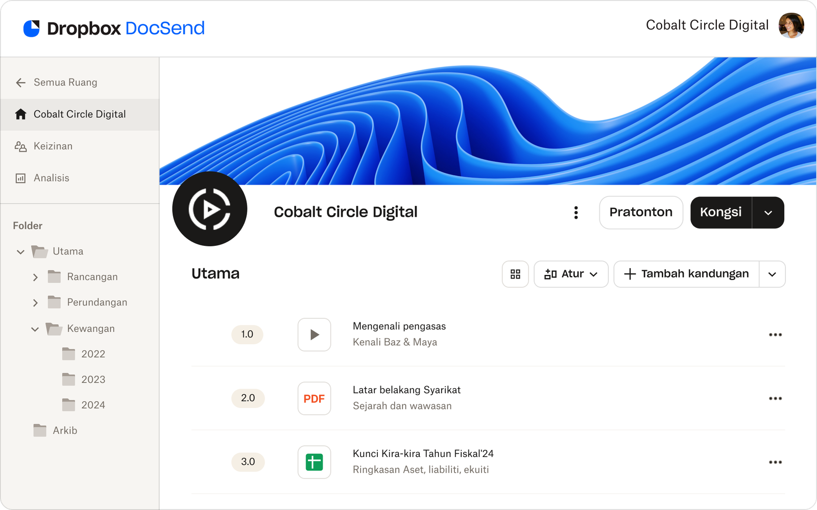 Penyelesaian Pengurusan Cadangan - Dropbox