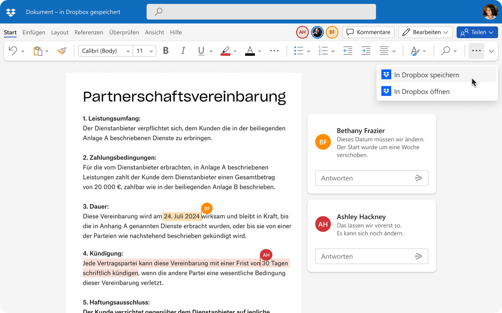 Integration von Dropbox und Microsoft Office 365 – Dropbox