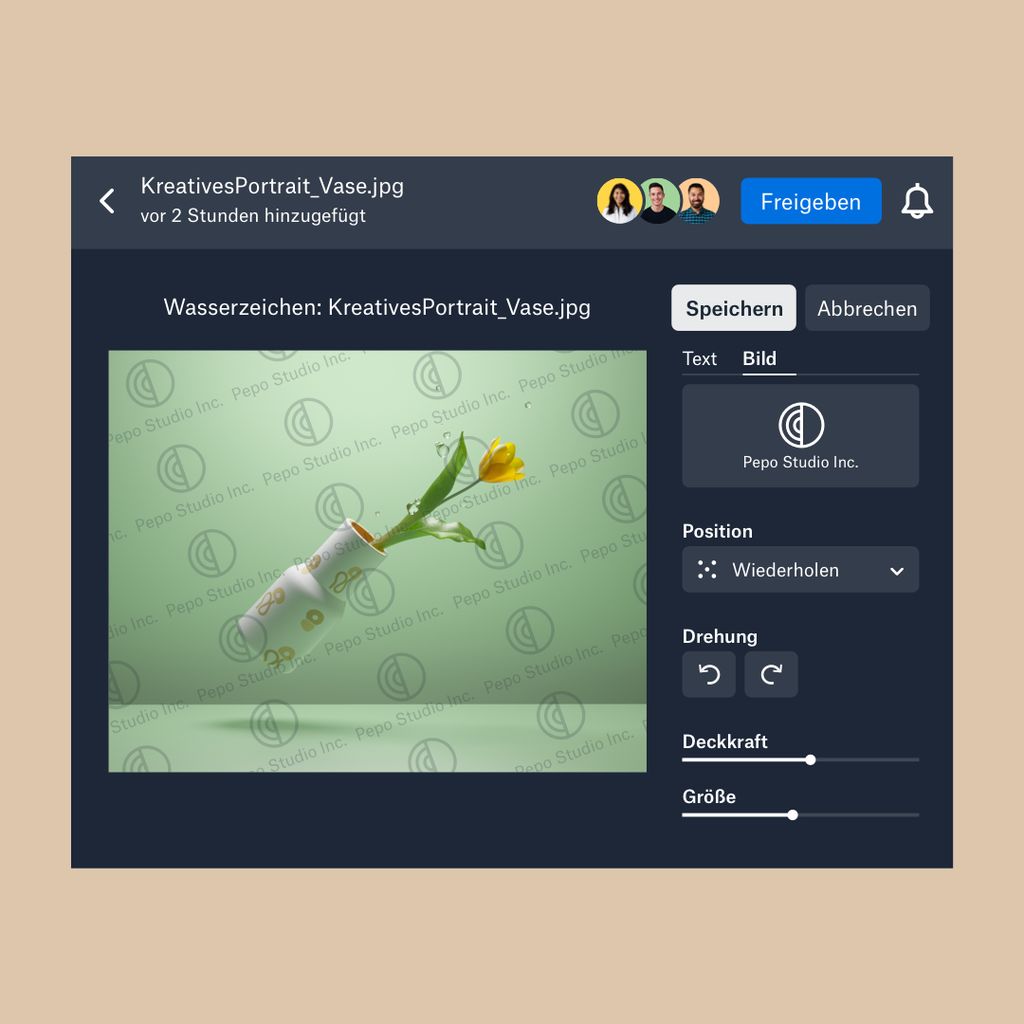 Wasserzeichen für Bilder und PDF-Dateien – Dropbox